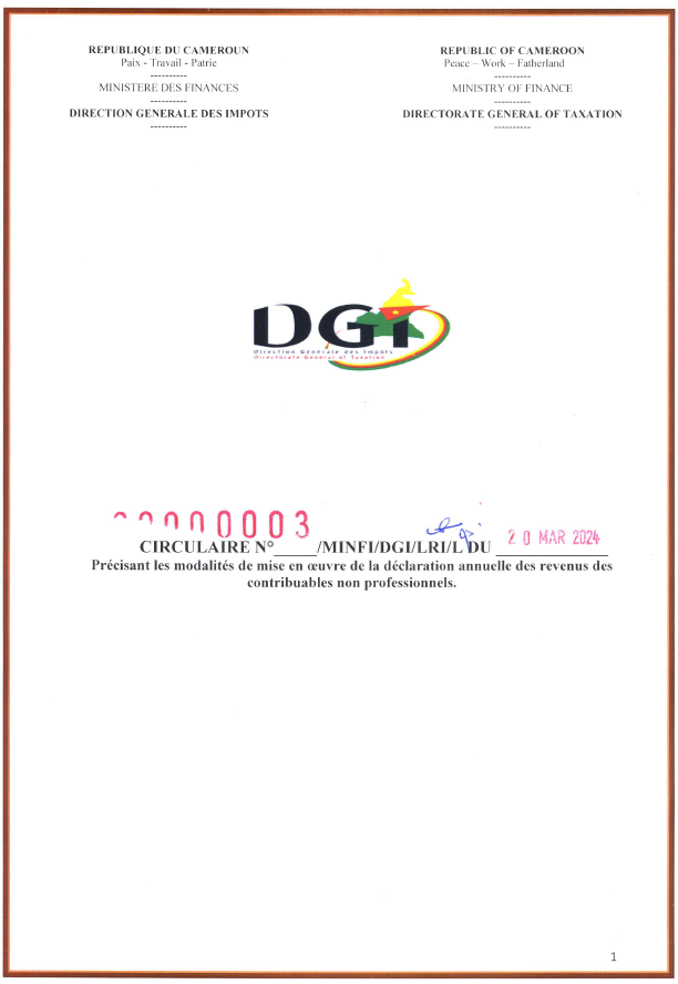 CIRCULAR IRRP | Direction Générale des Impôts (DGI)